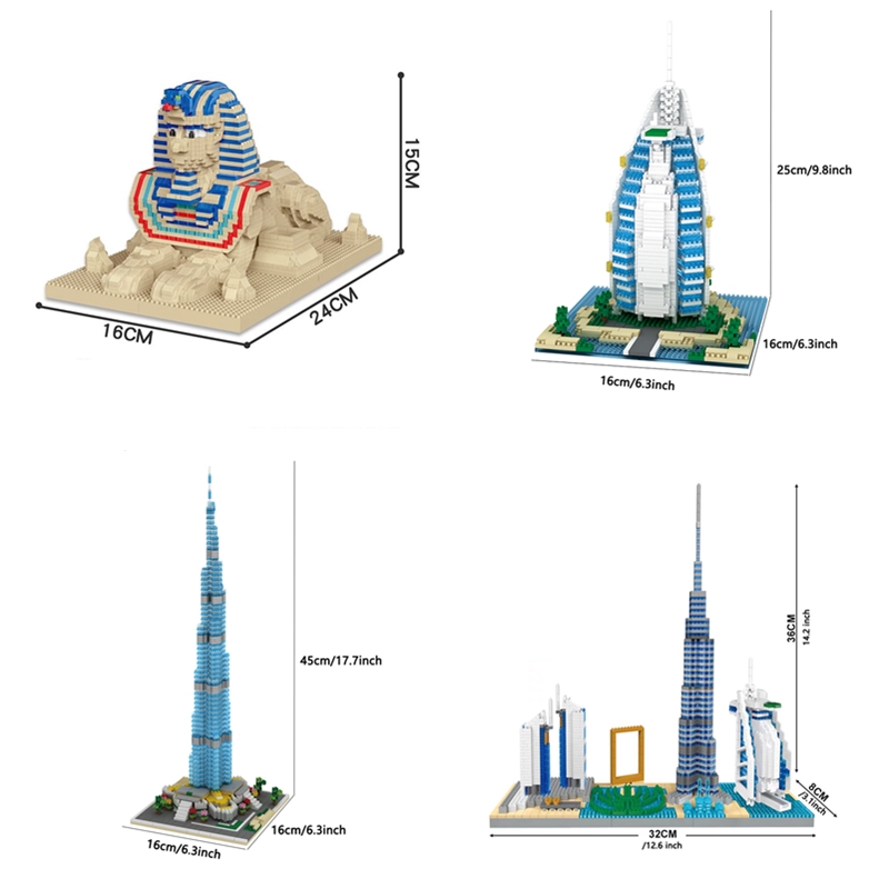 4 world famous building series micro building block educational DIY ...