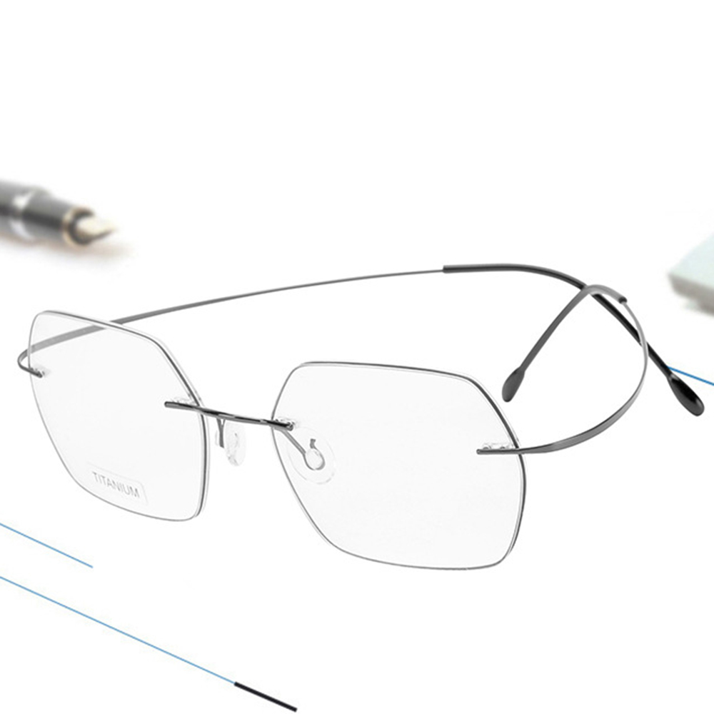 Retro Hexagon Lens Business Rimless Frameless Ultra-light Portable ...