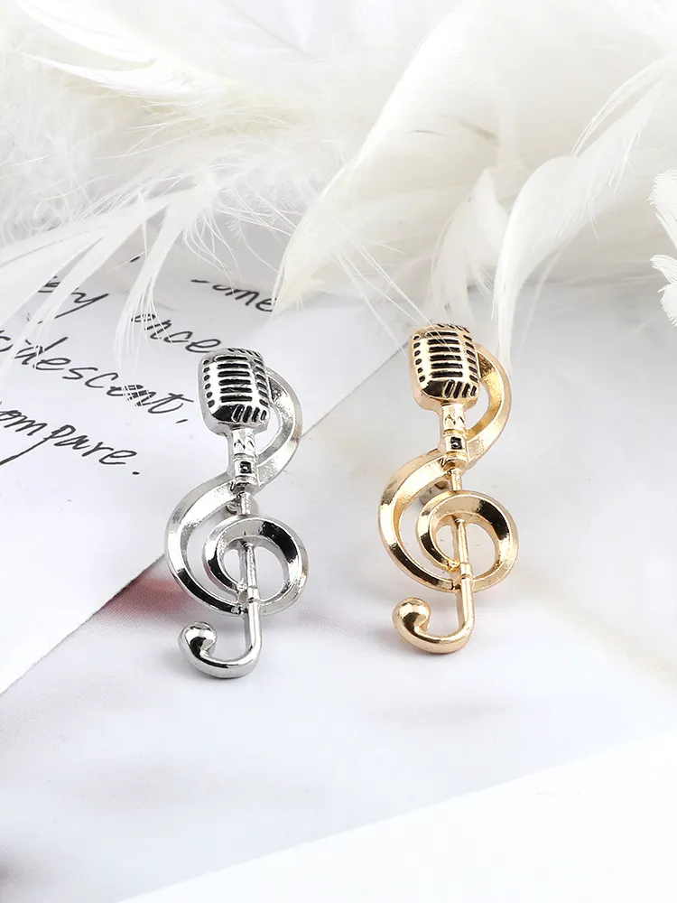 Microphone Inspired Treble Clef Brooch