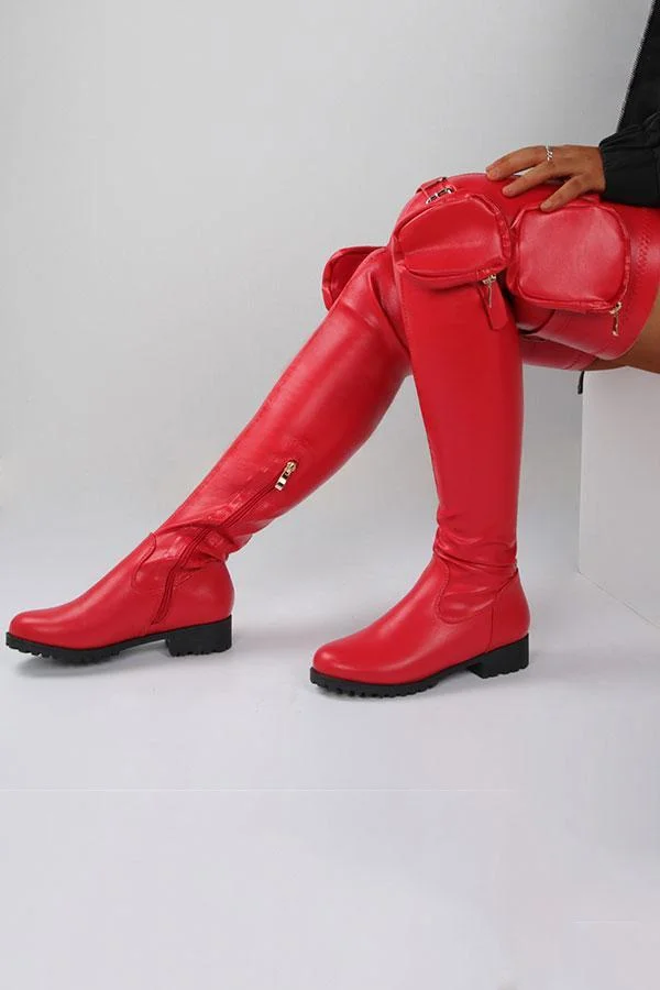 Personality Pockets Block Platform Boots