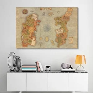 WoW Map Canvas Print, Classic Map of Azeroth, Detailed Map Wall Art ...