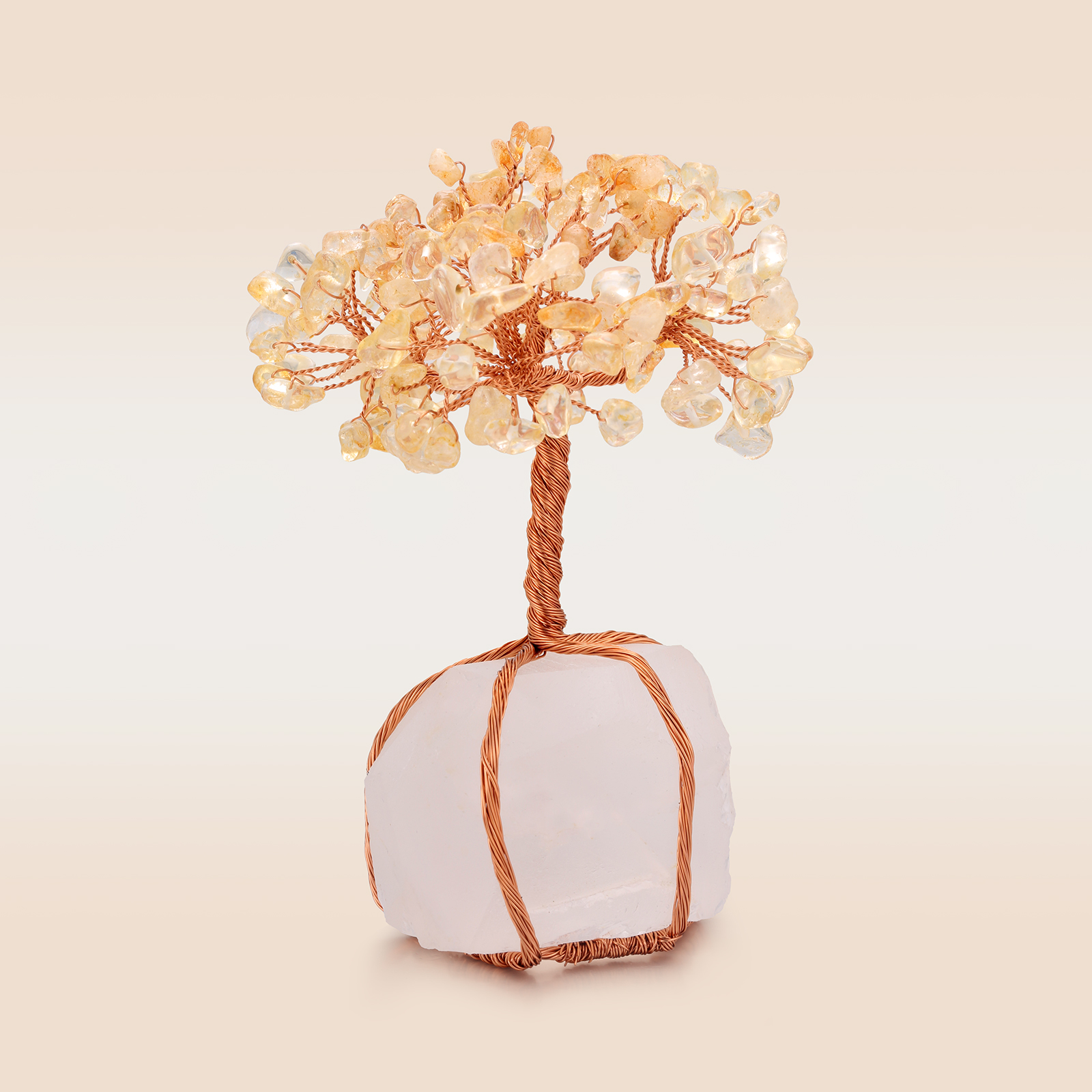 Original Quartz Base Yellow Crystal Tree | Citrine Copper Wire Tree ...
