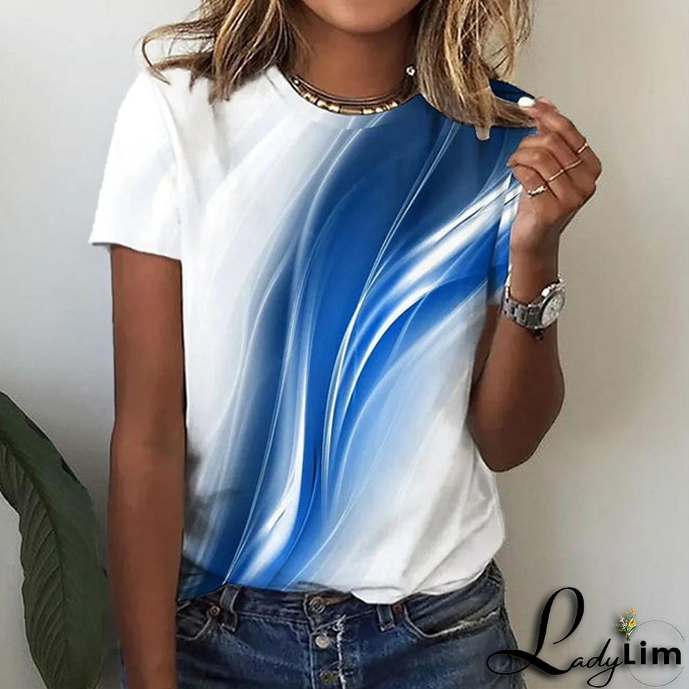 Gradient Print Casual T-Shirt - Ladylim