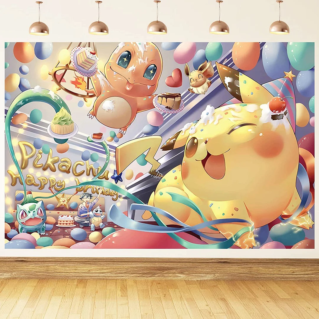 Shop Affordable Yellow Pokemon Happy Kids Birthday Party Backdrop