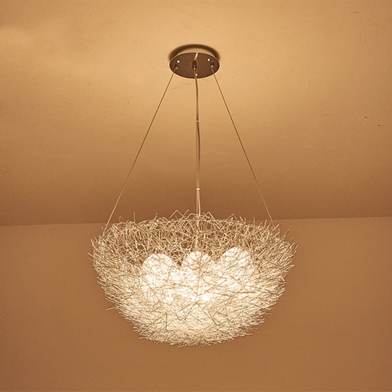 Nordic Creative Aluminum Wire Bird Nest Pendant Lights For Bedroom ...