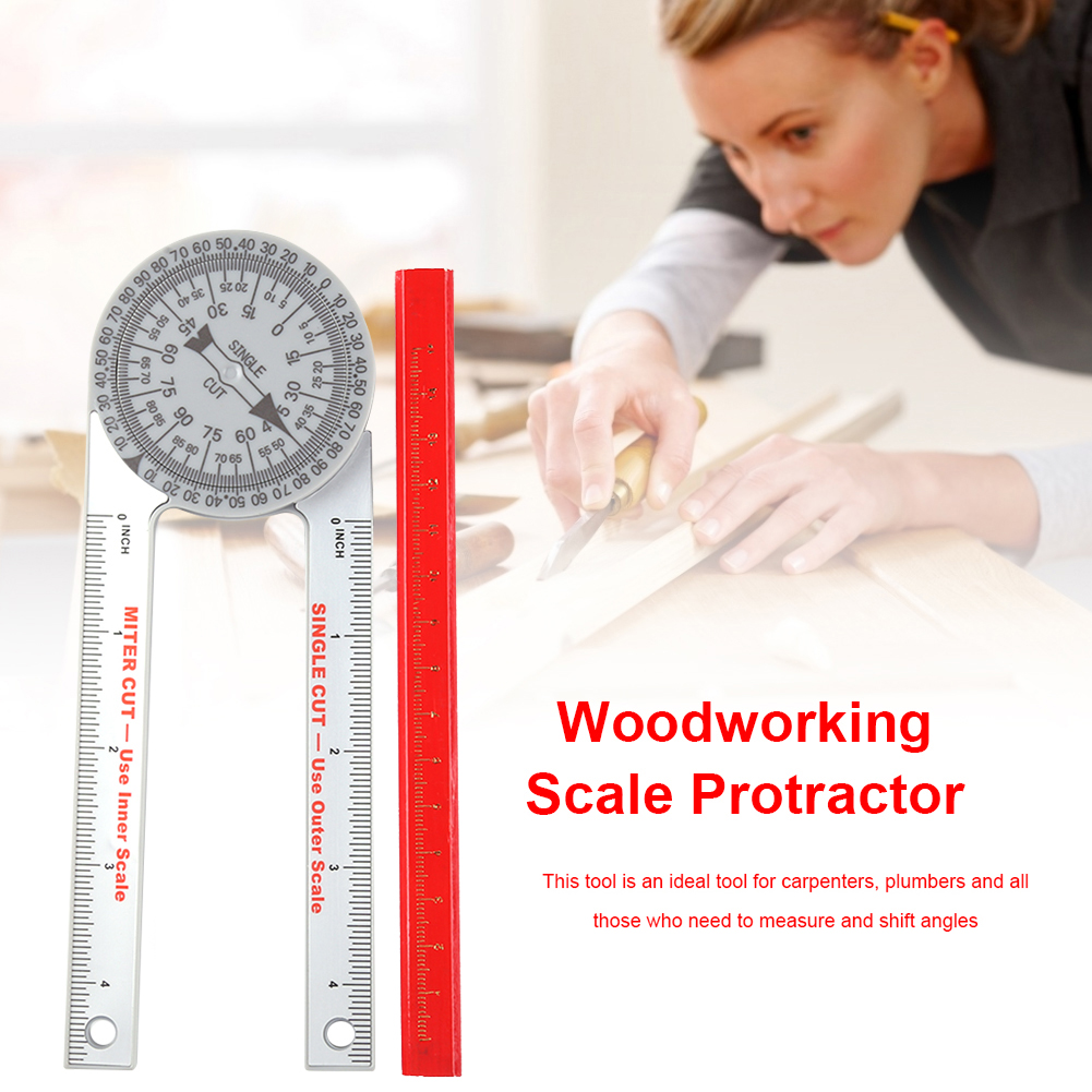 ABS 360-Degree Angle Ruler Goniometer with Woodworking Pencil Protractor