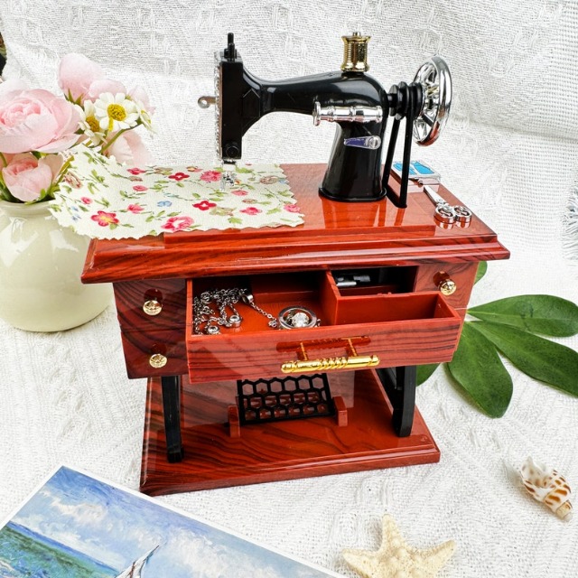 Personalized Vintage Sewing Machine Music Box