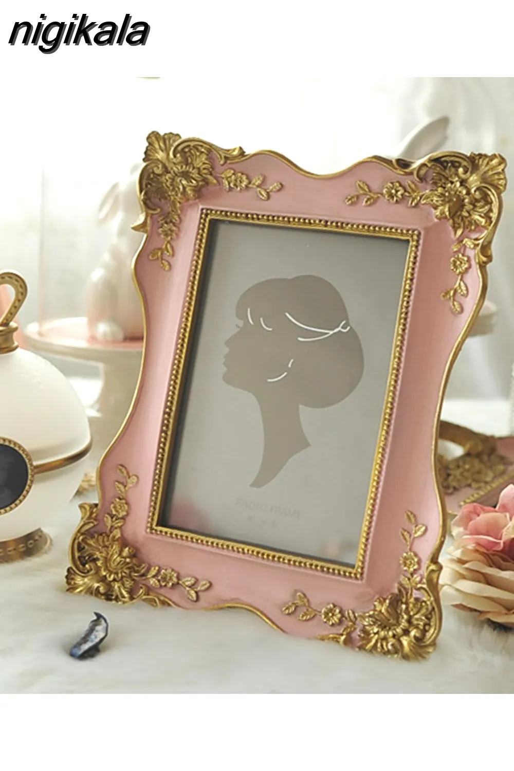 nigikala photo frame creative table European painted gold resin photo ...