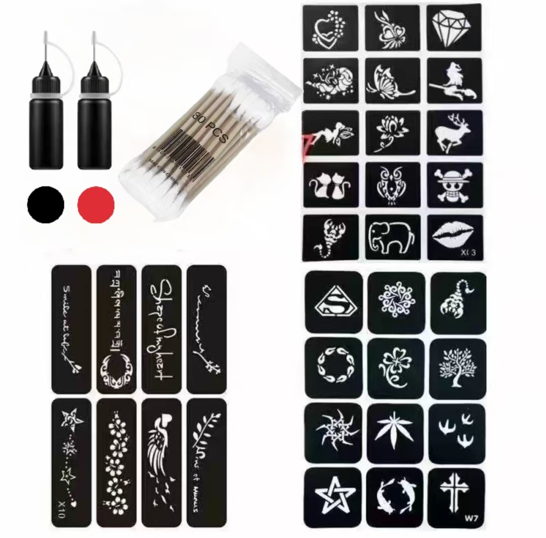 Reusable Skeleton Tattoo Stencil Waterproof Tattoo Sticker Set ...