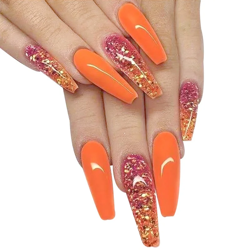 20pcs Box Hit Color False Nail Long French Fake Nails Detachable Ballet