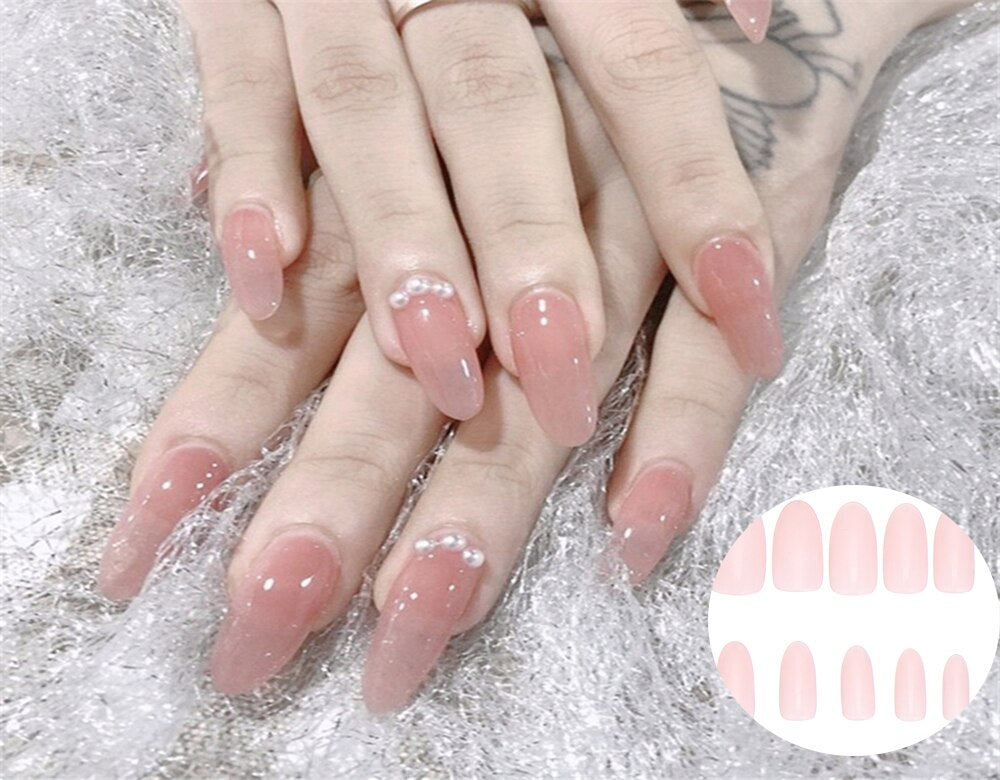 NEW 24pcs Detachable Artificial False Nails Long Glitter Coffin False ...