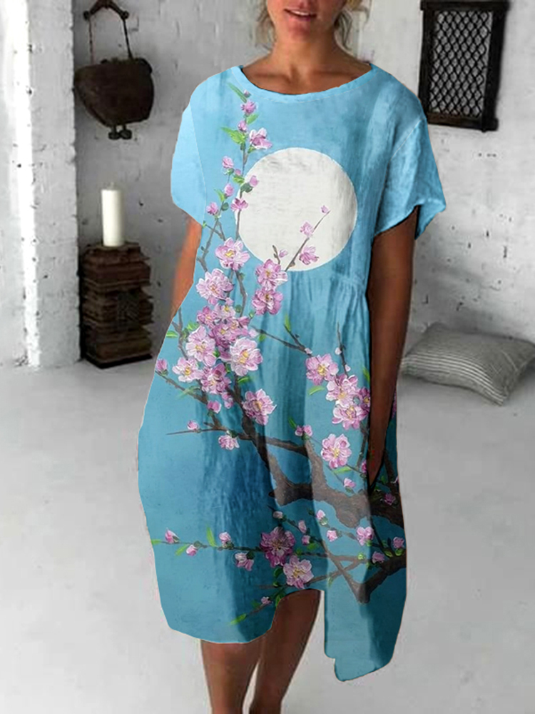 Cherry Blossom Japanese Flowy Midi Dress