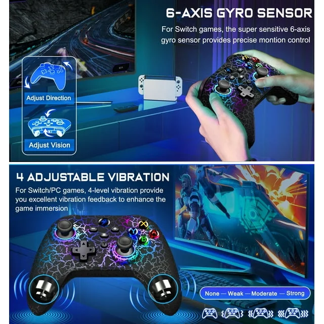 Switch Controller for Nintendo Switch/OLED/Lite Gaming Console,BEBONCOOL Wireless Switch Pro ...