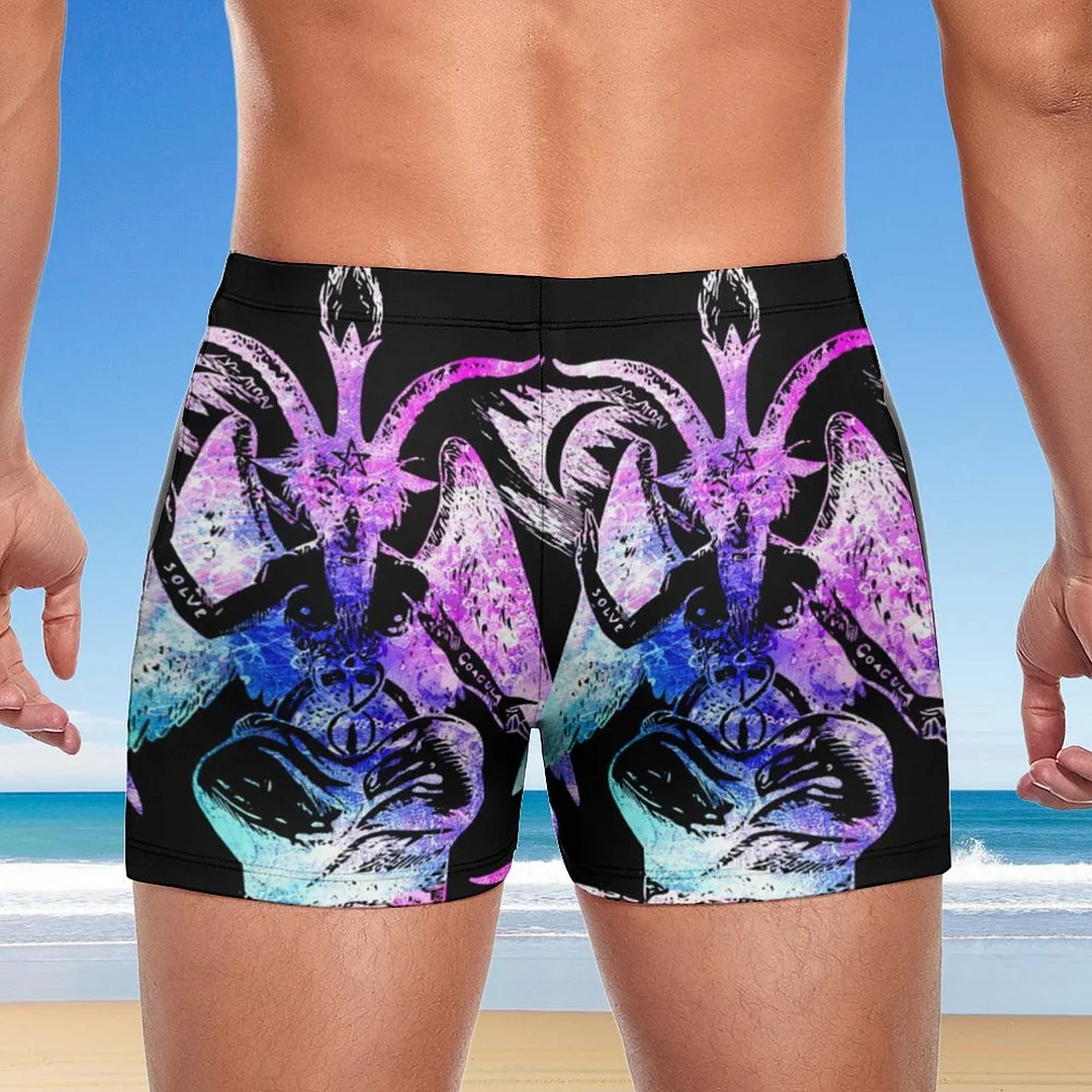 SFNEEWHO Goth Girly Baphomet Swim Brief Square Leg Mens Board Shorts ...