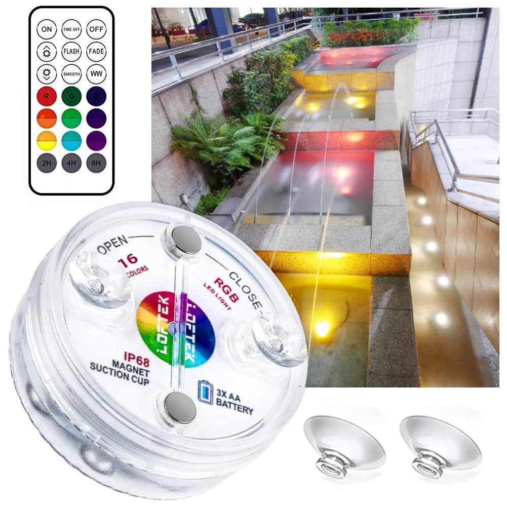 16 Color Underwater Light LED RGB Submersible Swimming Pool Lamp IP68 Waterproof With RF Remote ...