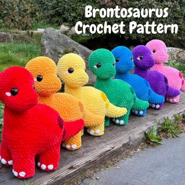 Brontosaurus Crochet Pattern – Low Sew Dinosaur Amigurumi PDF