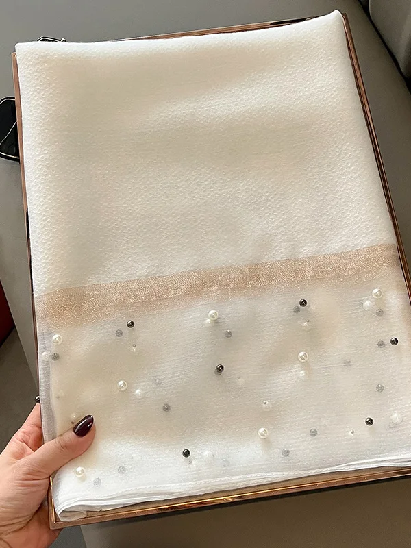 Sun-Protection Beaded Sheer Shawl & Scarf: Stylish UV Defense