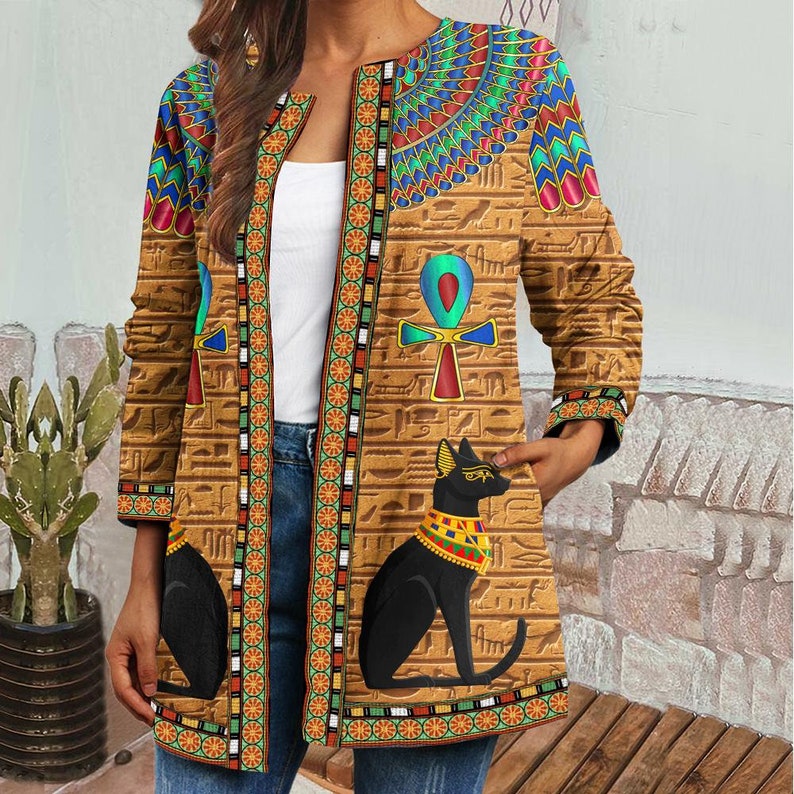 Ancient Egyptian God Plus Size Jacket, Coat, Long Sleeves Jacket, Women ...
