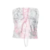 VINTAGE FLORAL LACE UP TUBE TOP