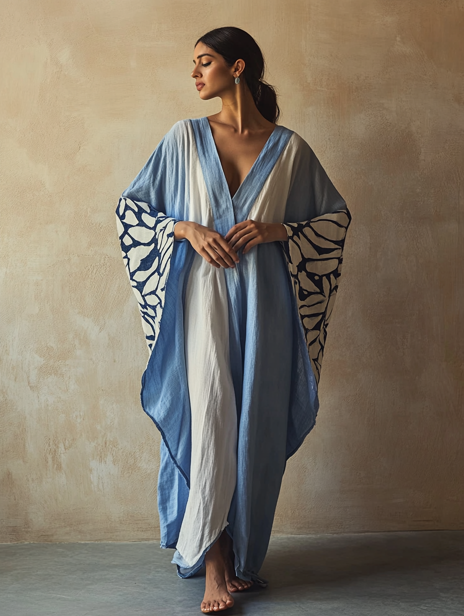 Classic Ocean Linen Kaftan Dress