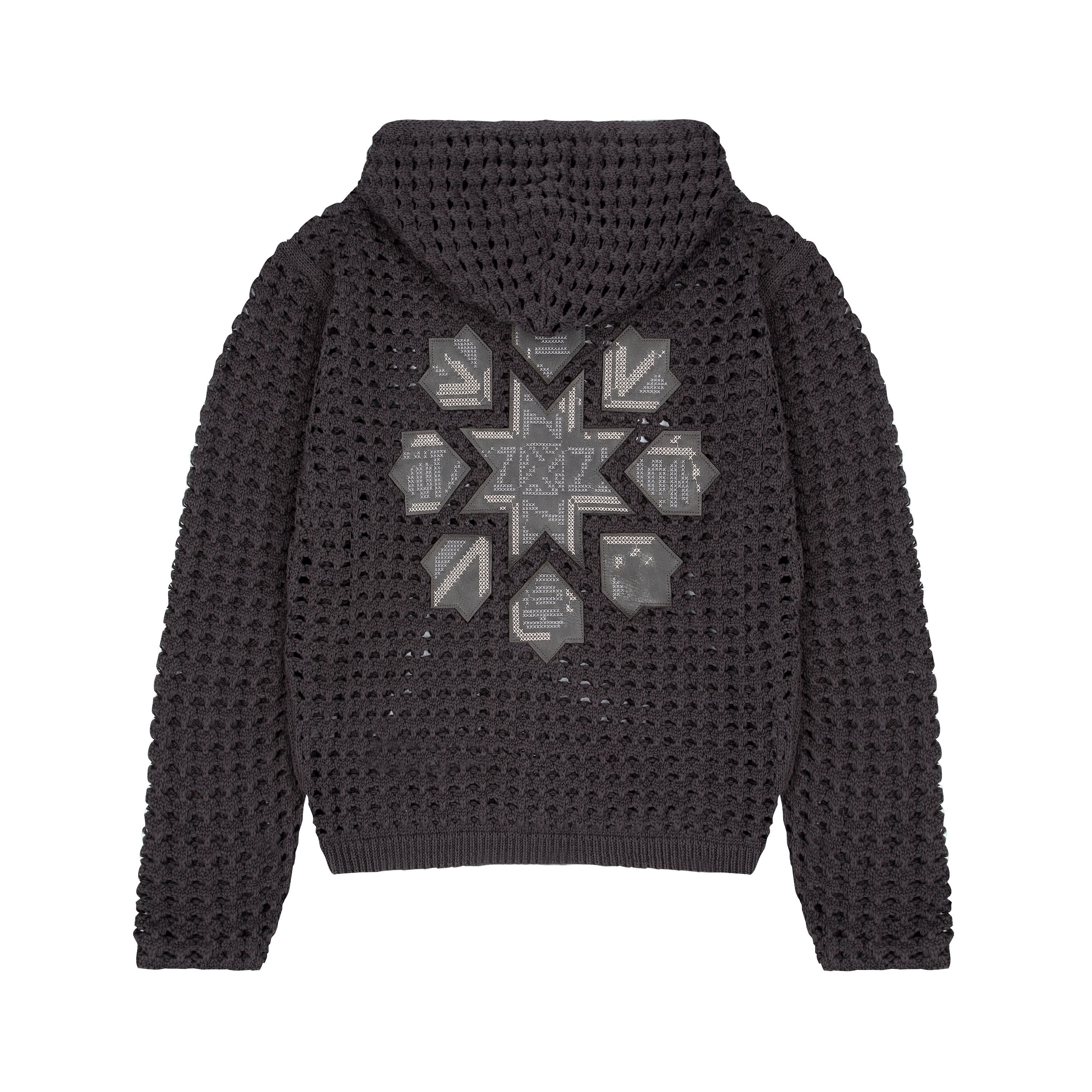 aziza crochet zip up anthracite