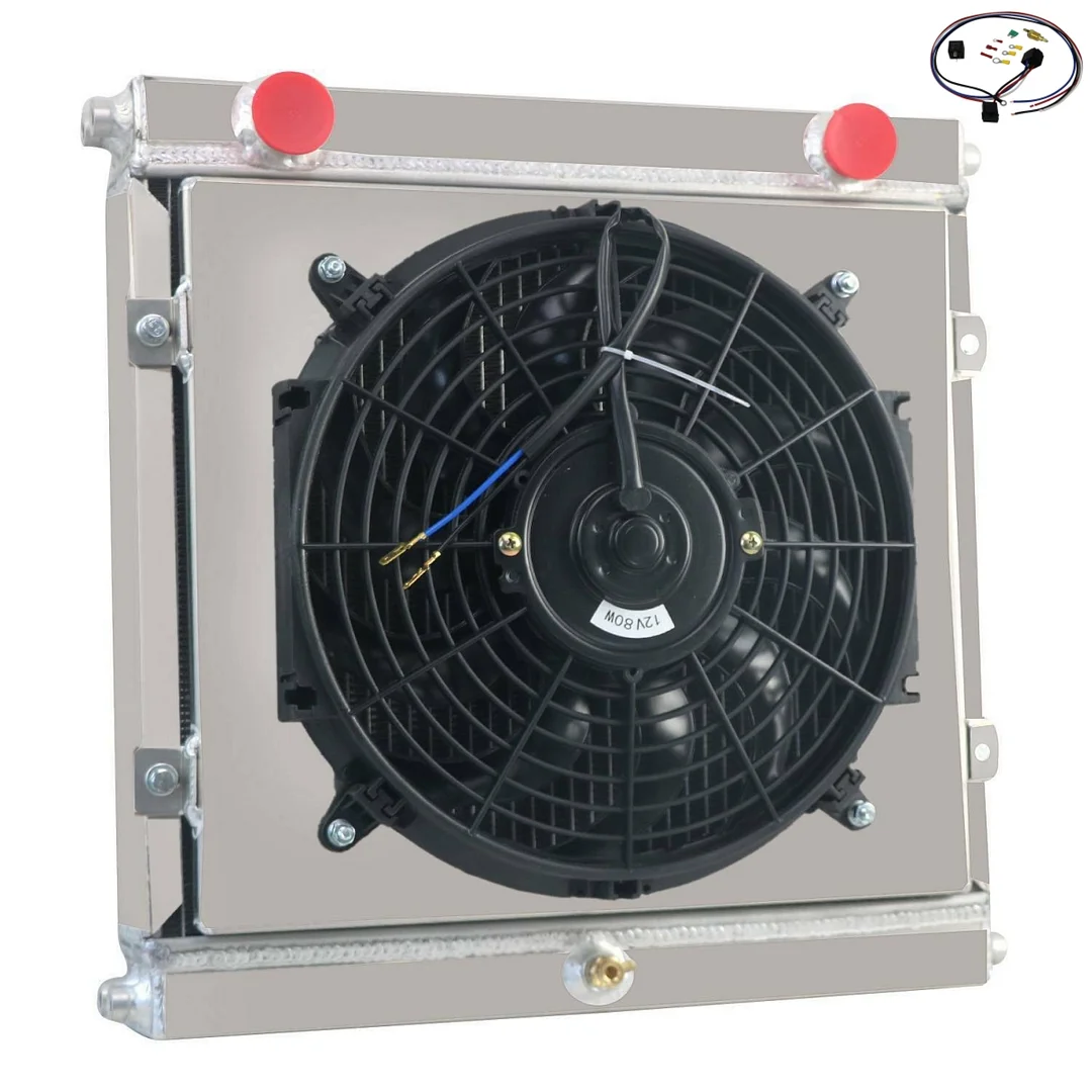 Alloyworks 4 Row Aluminum Radiator with Shroud fan Relay fit Dragster ...