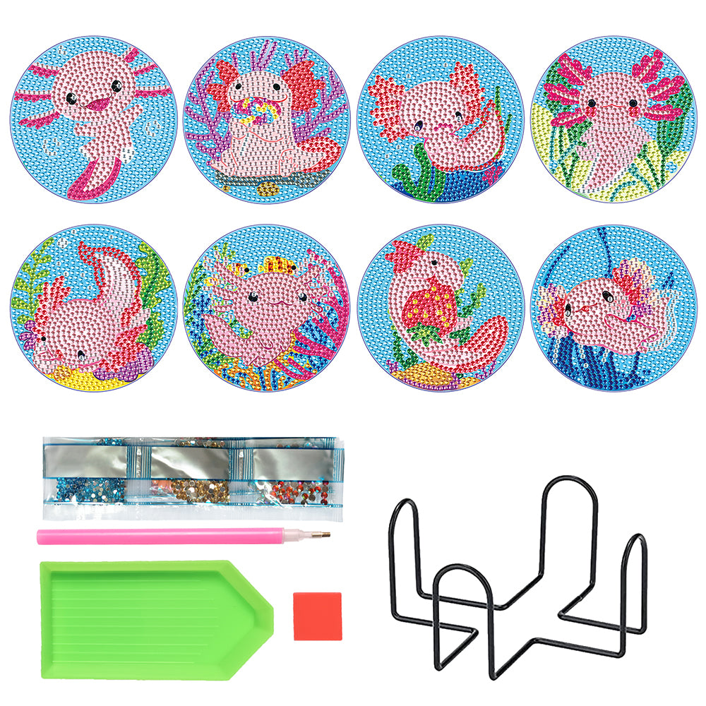 8 pcs set DIY Special Shaped Diamond Painting Coaster | fish