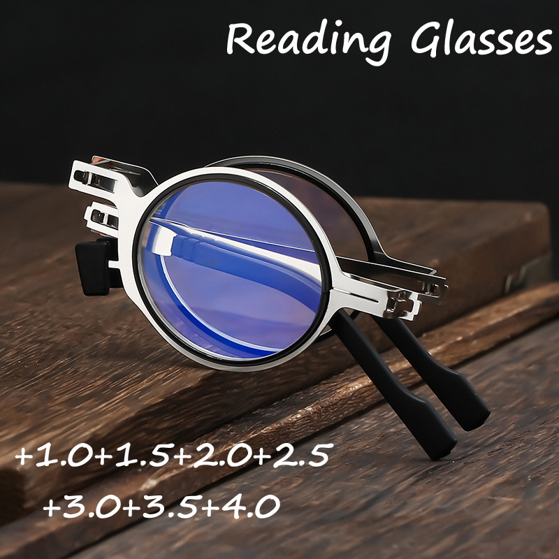 Metal Folding Reading Glasses Men Anti-Blue Light Portable Presbyopia ...