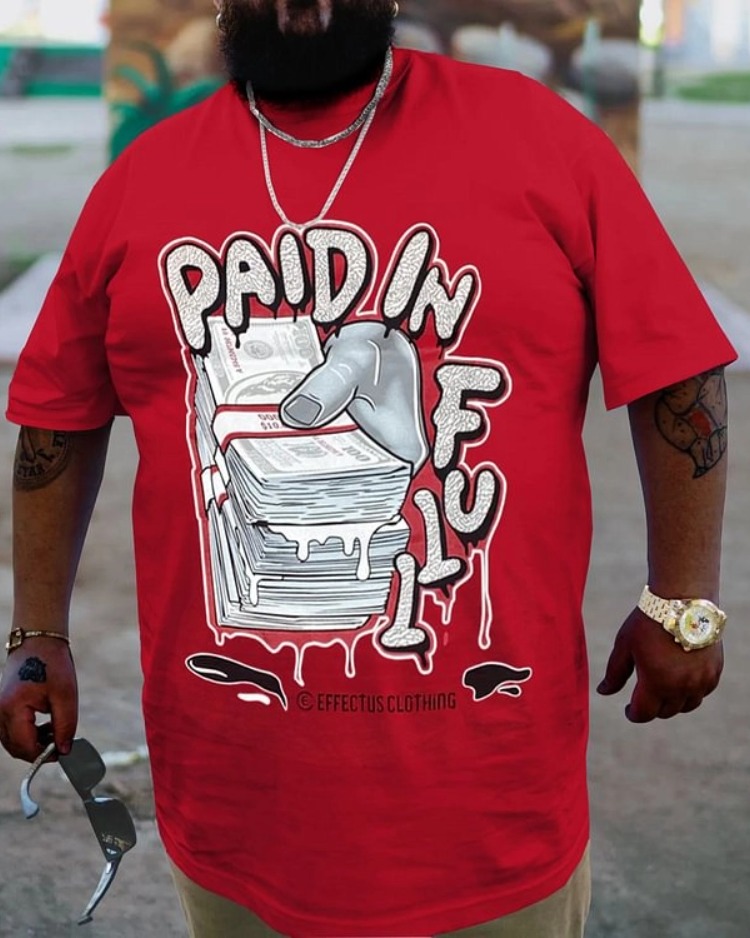 plus size red paid in full t shirt|Biggmans
