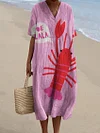 Cute Lobster OELALA Decorative Pattern Flowy Dress