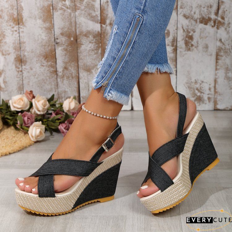 Rivet Decor Cork Toe Post Wedge Sandals