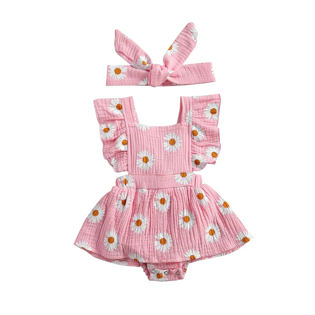 2021 Baby Summer Clothing Newborn Baby Girls Daisy Flower Bodysuits ...