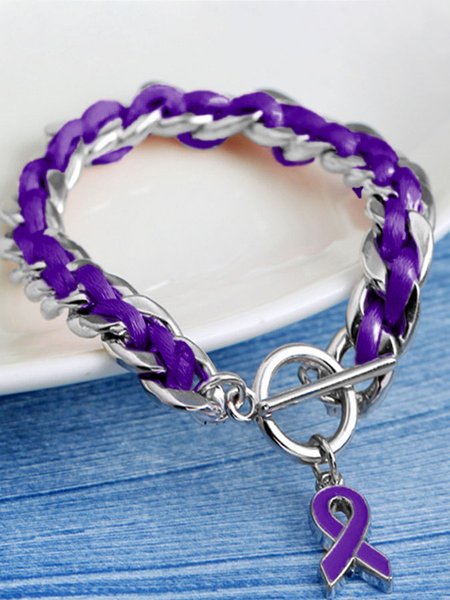 Chain Rope Braided Purple Ribbon Bracelet