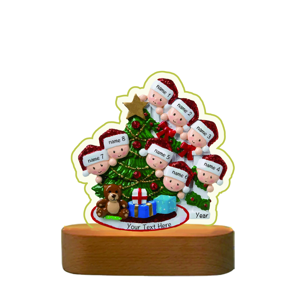 8 Names-Personalized Christmas Family Night Light with Family Member ...