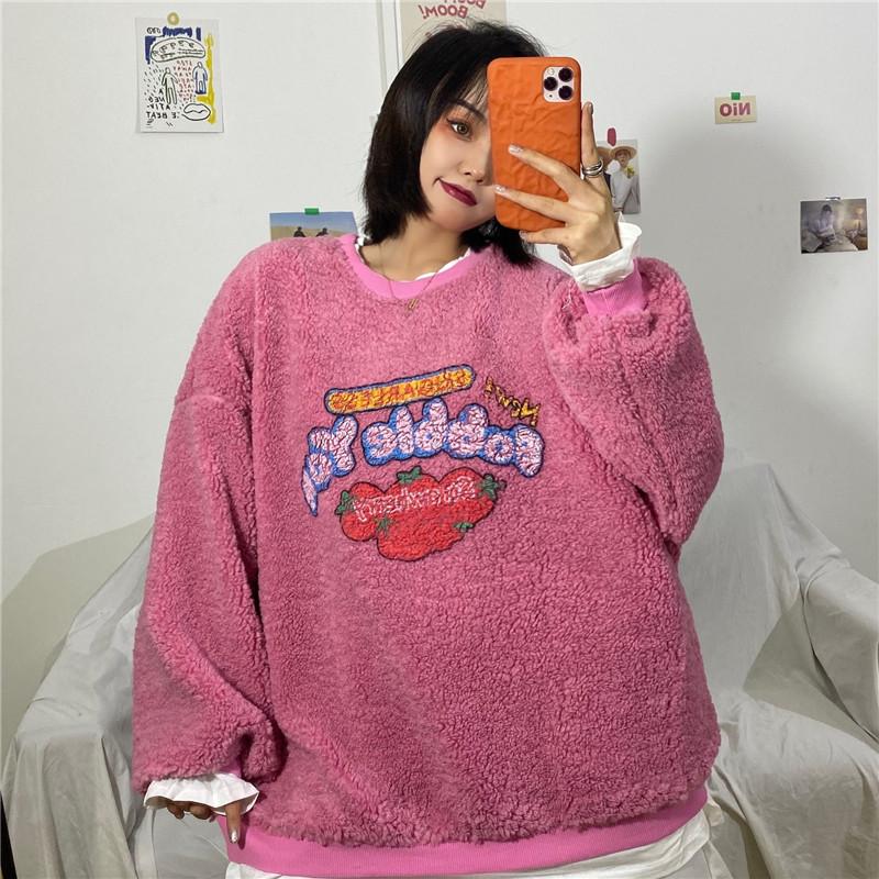 STRAWBERRY FAKE TWO PIECE LAMBSWOOL PULLOVER SWEATER