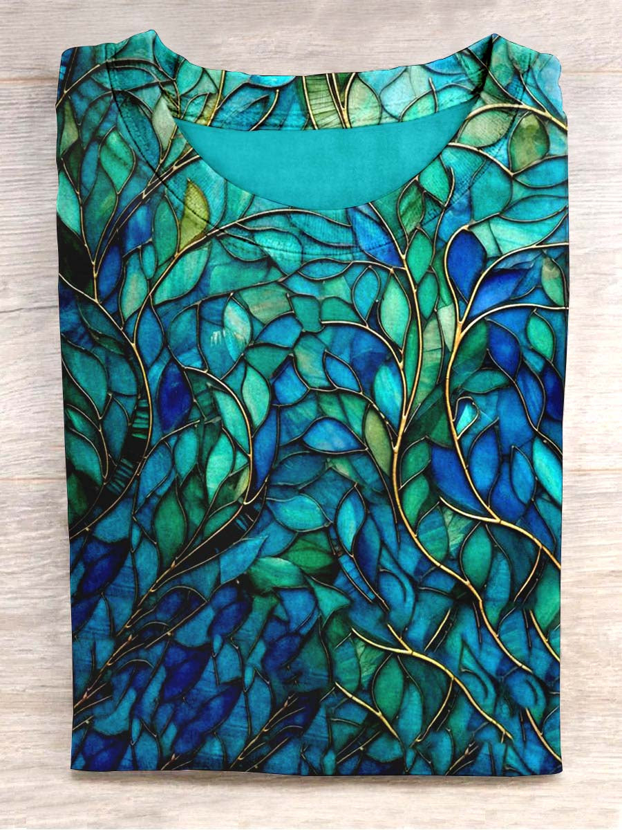 Unisex Leaf Glass Abstract Print Design T Shirt