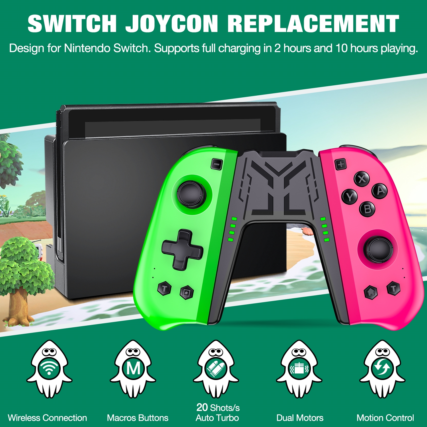 Game Switch Wireless Gamepad Left & Right Controller For Nintendo ...