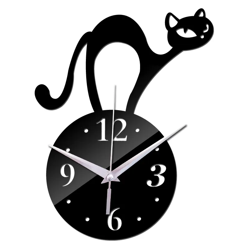 Nigikala Clocks Acrylic Material DIY Brief Style Cat Decoration Home ...