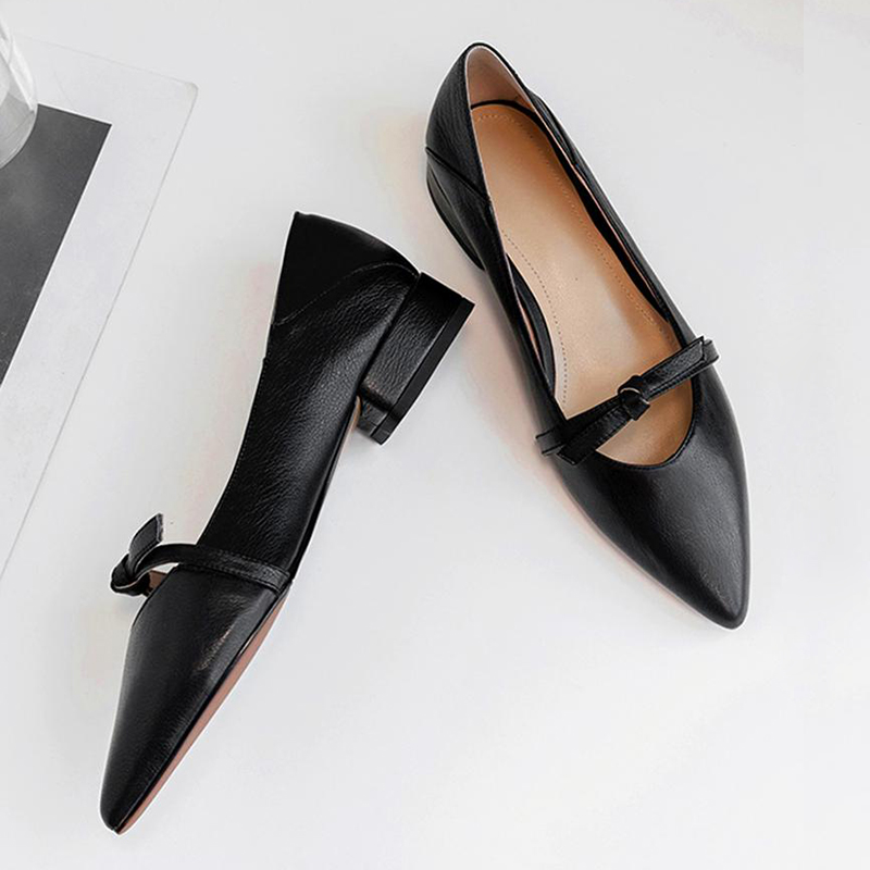 Black Block Heel Vintage Pump Shoes with Bow Vdcoo