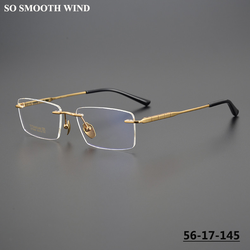 Pure Titanium Rimless Glasses Frame Ultralight Eyewear Men Square ...
