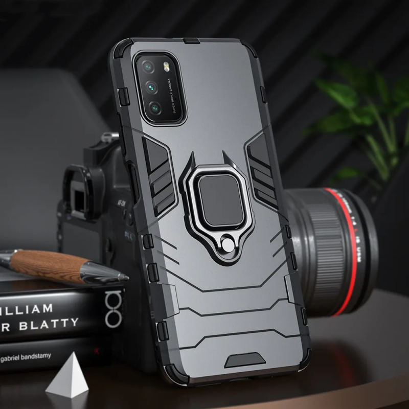 Shockproof Ring Phone Case With Stand Cover - For Xiaomi Redmi