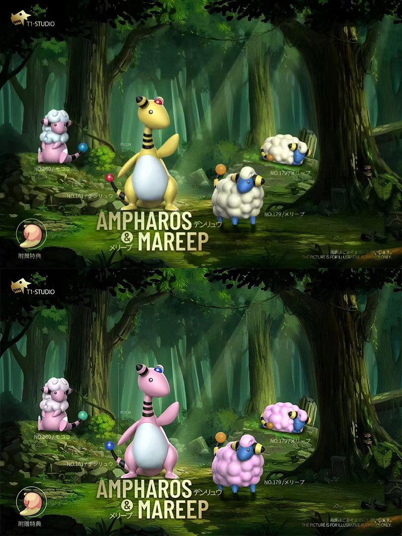 1/20 Scale World Zukan Evolution of Ampharos Set - Pokemon Statue - T1 ...