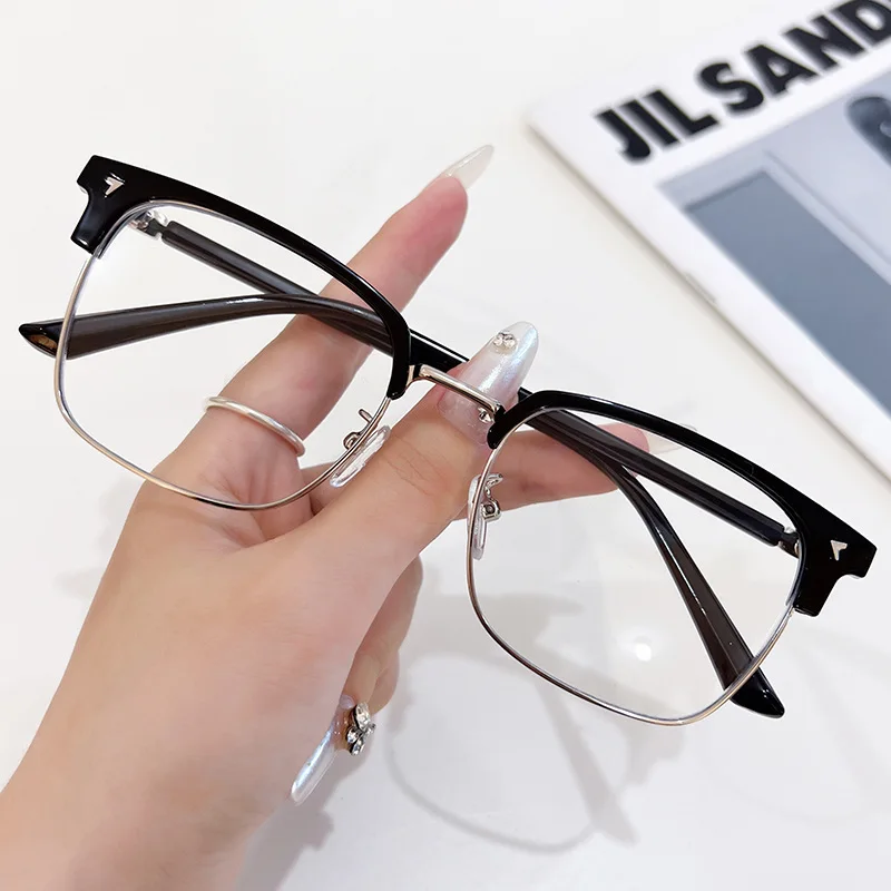 Half Frame Blue Light Blocking Optical Glasses Unisex Female Luxury ...