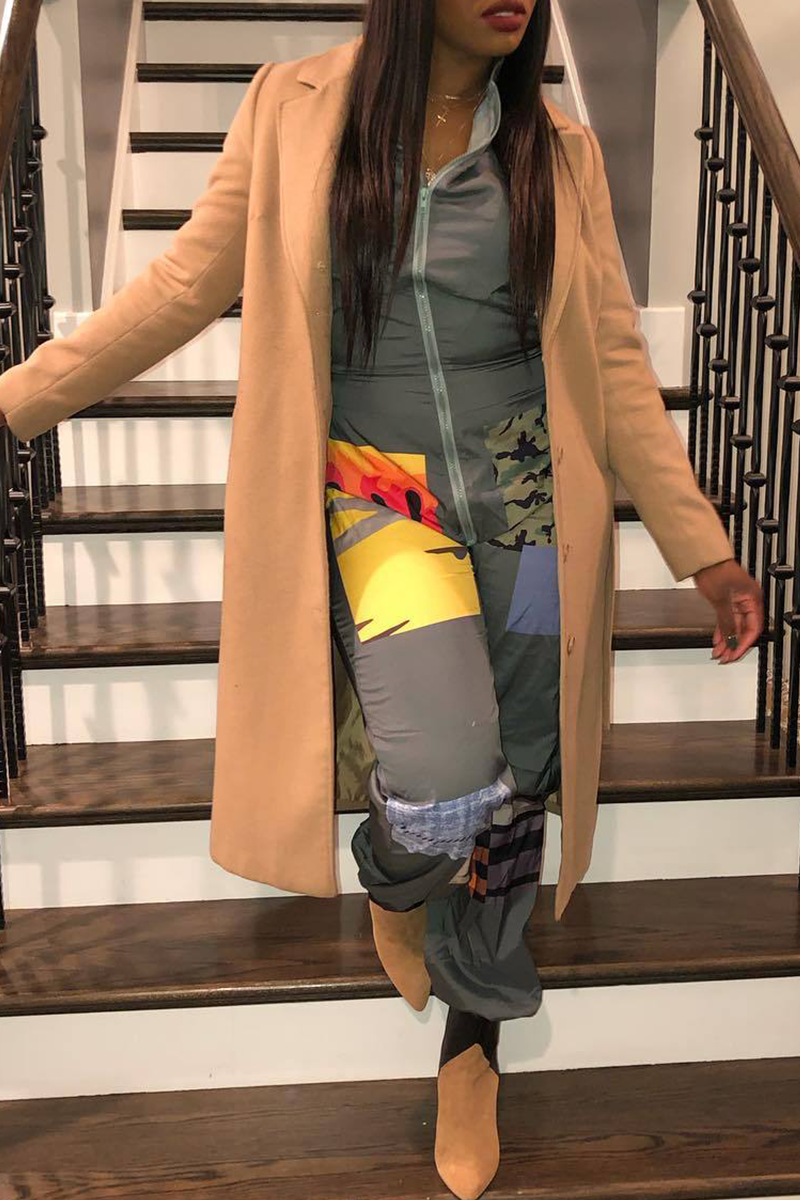 Sexy Patchwork Colorblock Printing O Neck Jumpsuits