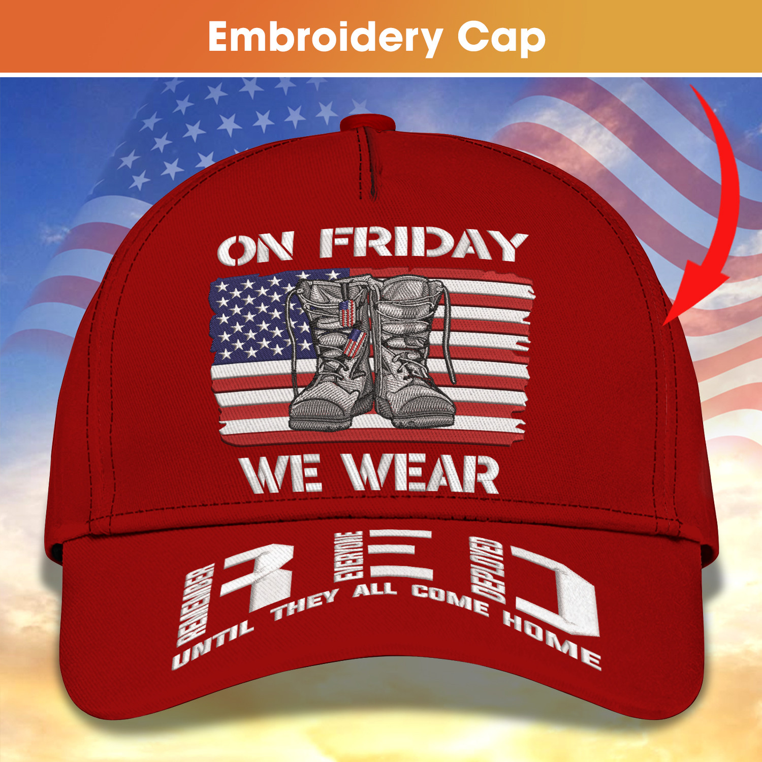 Red Friday Embroidery Cap: Wear Red, Show Your Patriotism