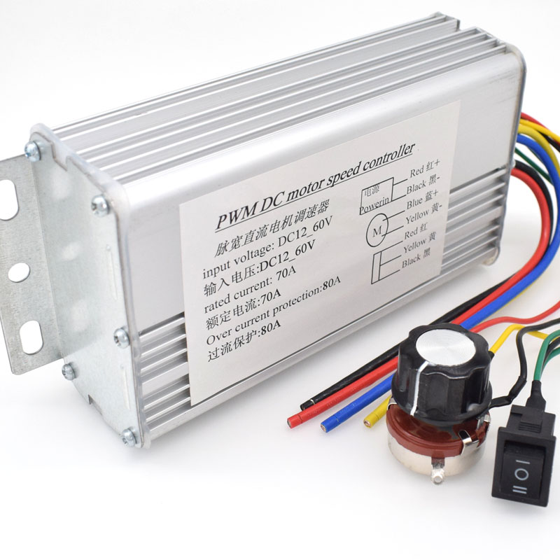 12V-60V DC motor Speed Controller 70A Reversible PWM Control Forward ...
