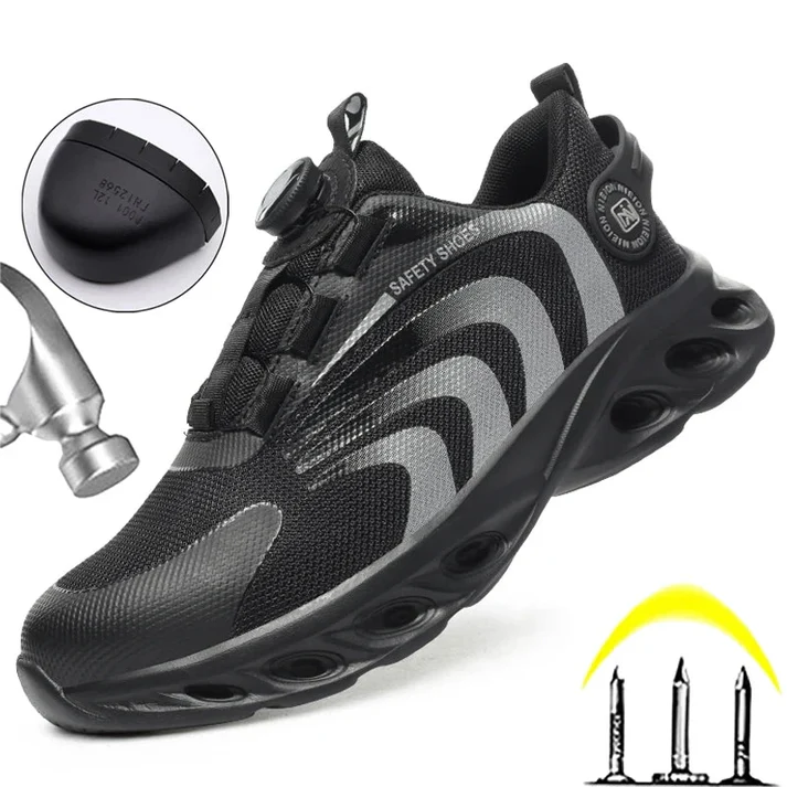 🔥New Rotating Button Safety Shoes S3 Anti-smash Anti-puncture Work Shoes