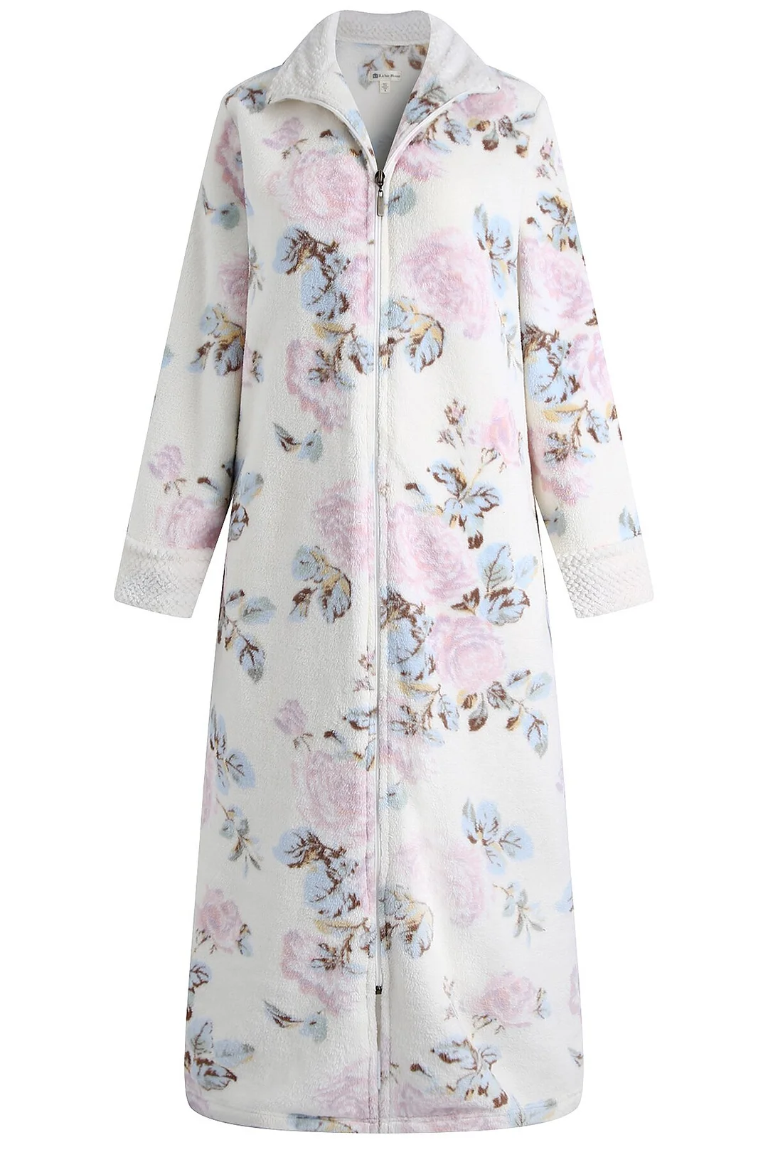 Floral Fleece Housecoat Zip Robe Sleeprobe