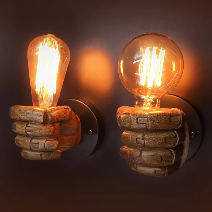 Industrial Retro Fist Wall Lamp - Resin Lighting Fixture for Indoor ...