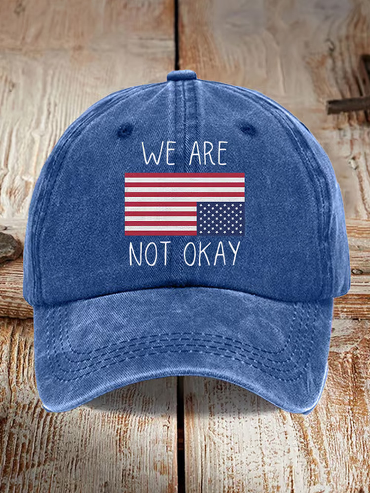 Retro We Are Not Ok Print Baseball Cap